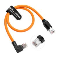 China Alvin's Cables CAT6A SF UTP Right Angle RJ45 5m Orange PLC Cable for sale