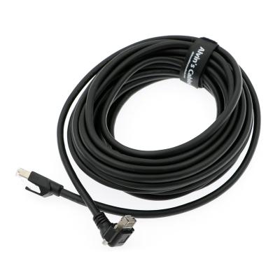 China Alvin's Cables CAT6a GigE Vision Cable 10m Shielded Screw Lock Up Angle RJ45 for sale