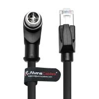 China Alvin's M12 X-Code 8Pin Male to RJ45 Cat6a Cable, 1m, Right Angle for Cognex/Keyence for sale