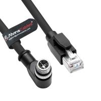 China Alvin's M12 X-Code 8Pin to RJ45 Cat6a Cable, 3m, Right Angle for Cognex/Keyence for sale