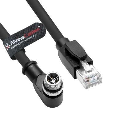 China Alvin's M12 X-Code 8Pin to RJ45 Cat6a Cable, 20m, Right Angle for Cognex/Keyence for sale