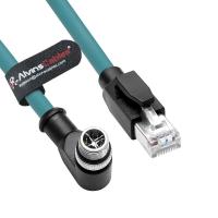 China Alvin's M12 X-Code 8Pin-RJ45 Cat6a 20m RT Angle Green for Cognex/Keyence for sale