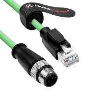 China Alvin's M12 D-Code 4-Pin to RJ45 Cable - 3m High-Flex Green for sale