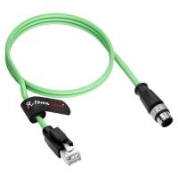 China Alvin's Cables M12 to RJ45 4-Pin Ethernet Cable, 20m Green, High-Flex Industrial for sale