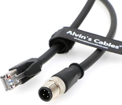 China Alvin's M12 4-Pin D-Code Male to RJ45 Ethernet Cable, 2m Green, for Industrial Automation for sale