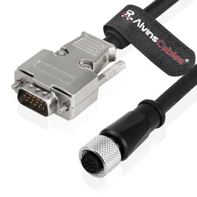 China Alvin's Cables M12 A-Code 12 Pin Female to DB15 Power Trigger Data Cable for Cognex in-Sight Sensor Vision Systems CCB-PWRIO-MOD-05, High Flex 1m| 3.3ft for sale