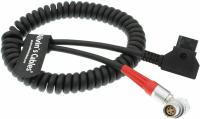 China Red Scarlet Epic Camera Power Coiled Twist Cable 6 Pin Right Angle Female to Dtap for sale