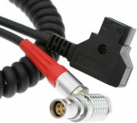 China Red Scarlet Epic Camera Power Coiled Twist Cable 6 Pin Right Angle Female to Dtap for sale