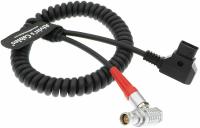 China Red Scarlet Epic Camera Power Coiled Twist Cable 6 Pin Right Angle Female to Dtap for sale