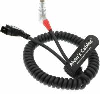 China Red Scarlet Epic Camera Power Coiled Twist Cable 6 Pin Right Angle Female to Dtap for sale