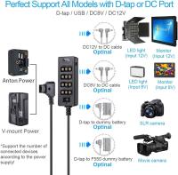 China D Tap Splitter Cable With Power Switch Male D Tap To 4 Female D Tap 2 DC USB For V Mount Battery for sale