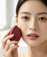 China 3D Embossed Red Beauty Blender 40x60mm Makeup Blender Sponge for sale