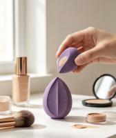 China Purple Teardrop Beauty Blender With Hydrophilic Polyurethane And 40*60 for sale