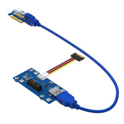 China 8x 58cm Mini PCI E Adapter 22cm Pcie 1x Riser With Magnetic Foot Pads for sale
