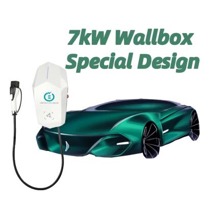 China 220V 50Hz Wall Mounted EV Charger  4.3'' Touch Screen AC Charging Pile for sale