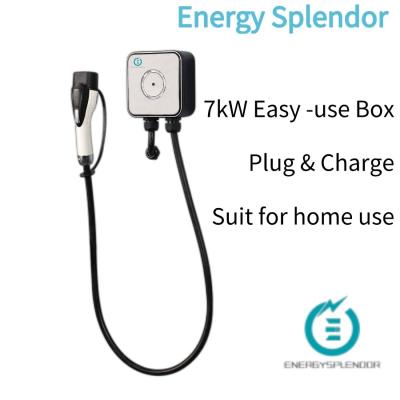 China White 220V AC Wall Mounted EV Charger 7Kw Wall Box SAE J1772 for sale