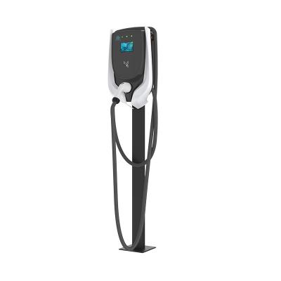 China Black White 4.3'' Display 3 Phase RFID Floor Mounted EV Charger ODM OEM for sale