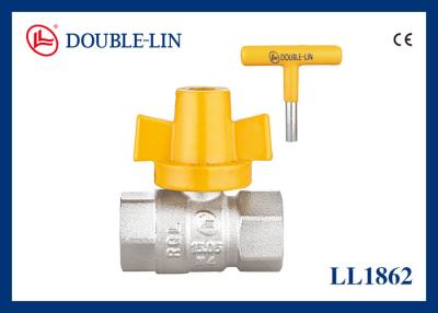 China Lockable Handle Brass Gas Valves Female X Female 5 Bar 1/2 Inch Long Threads for sale