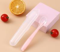 China Ergonomic Silicone Spoon with Hanging Hole Dishwasher Safe Pink or Blue for sale