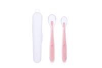 China Ergonomic Silicone Spoon with Hanging Hole Dishwasher Safe Pink or Blue for sale