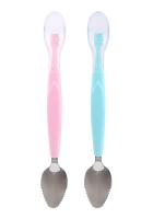 China wholesale Cartoon Design Printing Handle Baby Kids Spoon And Fork Set Stainless Steel silicon handle cute flatware set for sale