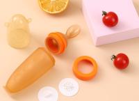 China Baby Product Baby Cereal Squeeze Feeding Spoon Silicone Baby Feeder Bottle With Spoon And Suction Cup Bottom for sale