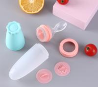 China Silicone Squeeze Baby Feeding Bottle Food Rice Cereal Feeder Baby Water Bottles With Spoonn Baby Food Feeder spoo for sale