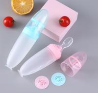China Feeding Bottle Squeeze Feeding Spoon Silicone Bottle for Babies Hot Sell Silicone with Spoon Anti Choking Baby for sale