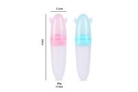 China Baby silicone rice cereal spoon milk bottle squeeze feeding spoon child silicone feeding bottle with spoon for baby for sale
