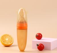 China Food Grade Liquid Silicone 2 In 1 Spoon Feeder Rice Cereal Bottle Baby Squeeze Feeding Bottle for sale