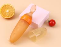 China Food Grade Liquid Silicone 2 In 1 Spoon Feeder Rice Cereal Bottle Baby Squeeze Feeding Bottle for sale