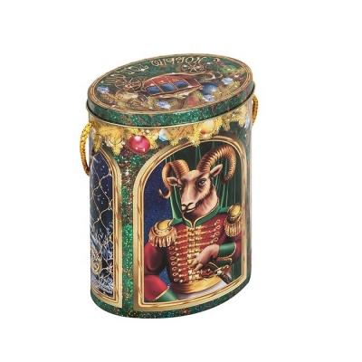 China DADI Custom Tea Tin Box Laser Printing Food Grade Tinplate Can Oval Shape 130x90x180mm for sale