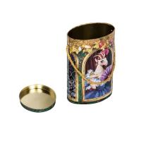 China DADI Custom Tea Tin Box Laser Printing Food Grade Tinplate Can Oval Shape 130x90x180mm for sale