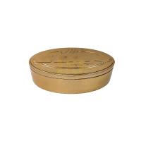 China DADI Aluminum Oval Candy Tin Box Lollipop Golden 3D Capsule Medicine Custom Tin Packaging for sale