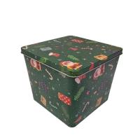 China DADI Yuletide Christmas Festival Airtight Metal Candy Tin Box Square 100x100x125mm for sale