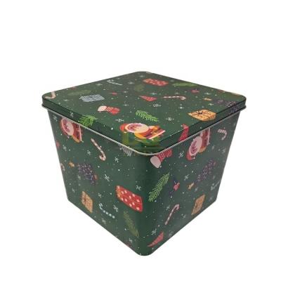 China DADI Yuletide Christmas Festival Airtight Metal Candy Tin Box Square 100x100x125mm for sale