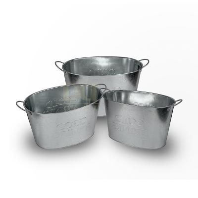 China DADI Stackable Custom Tinplate Metal Ice Bucket Non Slip Base Zinc Plated Metal Drink Bucket for sale