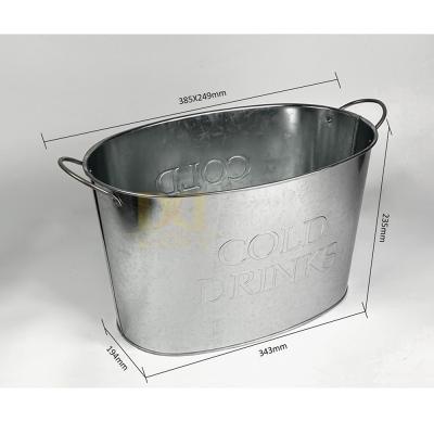China Stackable Oval Ice Bucket 5L 10L 15L Tin Beer Chiller Non-Slip Base Zinc-Plated for Catering Truck Food Service for sale