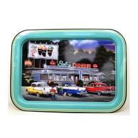China DADI Rectangular Vintage Tin Serving Tray 0.28mm-0.35mm Food Grade Tinplate Metal Tin Tray for sale