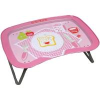 China DADI Embossed Tinplate Metal Tin Tray Foldable Children's Tray With Legs Blue Pink for sale