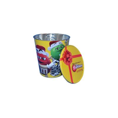 China DADI Food Grade Holiday Snack Tin Offset Lithography Tinplate Metal Popcorn Tin Bucket for sale
