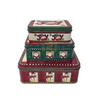 China DADI Food-Grade Festive Rectangular Biscuit Tin Box Christmas Tree Chocolate with Matte Finish and Embossed Santa Reindeer Design for sale