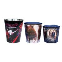 China DADI Stackable Metal Popcorn Bucket Round Tin Of Popcorn Single Wall for sale