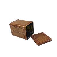 China DADI Wood Grain Herb Storage Box 125x125x165mm Airtight Medicinal Tea Tin Box for sale