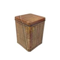 China DADI Wood Grain Herb Storage Box 125x125x165mm Airtight Medicinal Tea Tin Box for sale