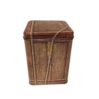 China DADI Wood Grain Herb Storage Box 125x125x165mm Airtight Medicinal Tea Tin Box for sale