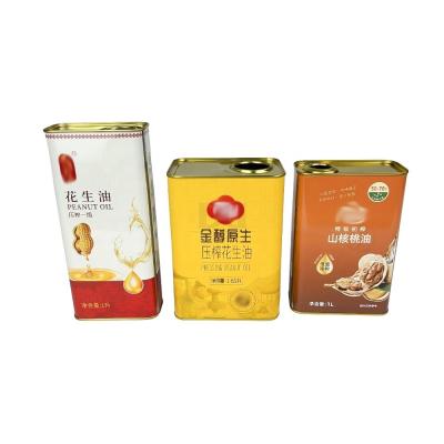 China DADI 1L-1.6L Empty Tinplate Tin Oil Cans Yellow Tin Can For Olive Oil, Food Oil Can for sale