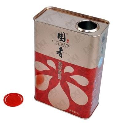 China DADI Rectangle 1 Litre Food Oil Can 1000ml Peanut Oil Tin Cans Glossy Surface for sale