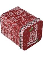 China Christmas Holiday Square Red Food Grade Tin Box with Full-Surface Custom Print and Recyclable Construction for Cookie Biscuit Chocolate Gift Packaging for sale