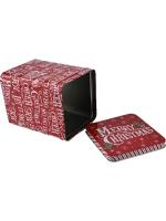 China Christmas Holiday Square Red Food Grade Tin Box with Full-Surface Custom Print and Recyclable Construction for Cookie Biscuit Chocolate Gift Packaging for sale